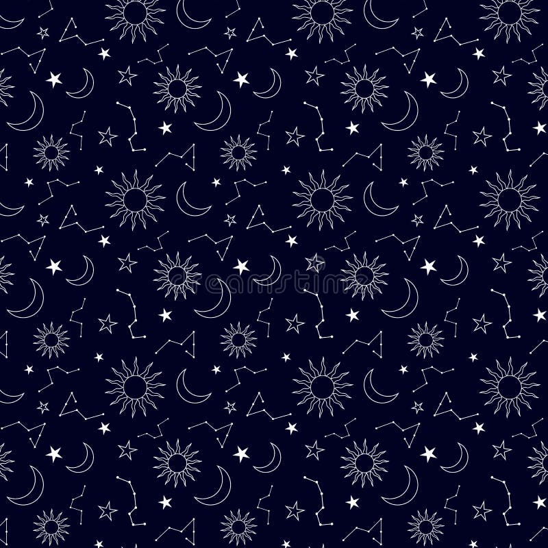 Galaxy Repeat Pattern Design with Zodiac Elements Stock Vector ...