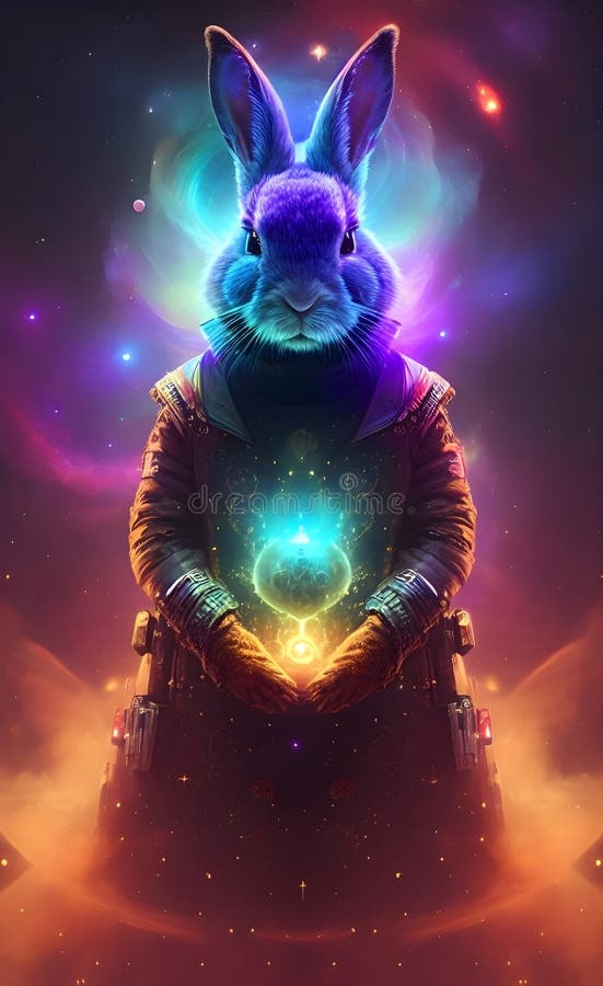 Galaxy in the Shape of a Rabbit, Iridescent, Nebulae. Stock ...