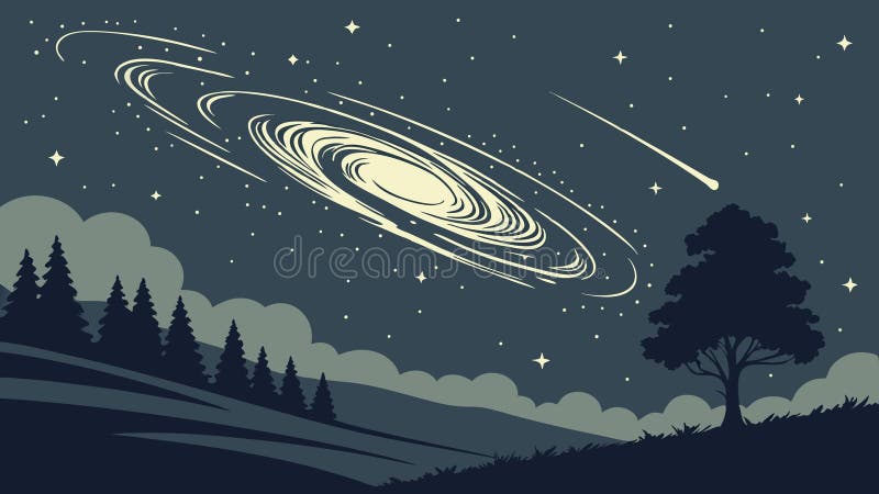 Galaxy with Shooting Star, Cosmos and Space Scene, Universe View Vector ...