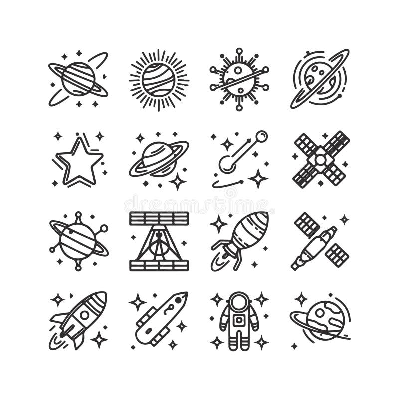 Galaxy Signs with Orbitz Planets in Round Icon Vector Illustration on ...