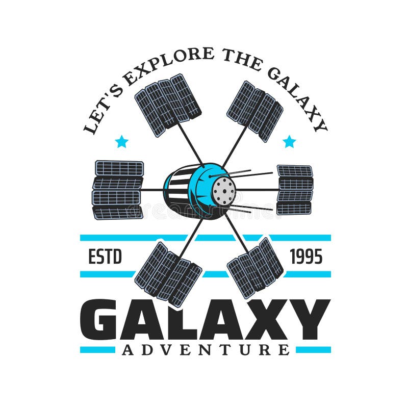 Galaxy and Space Exploration Satellite Retro Icon Stock Vector ...