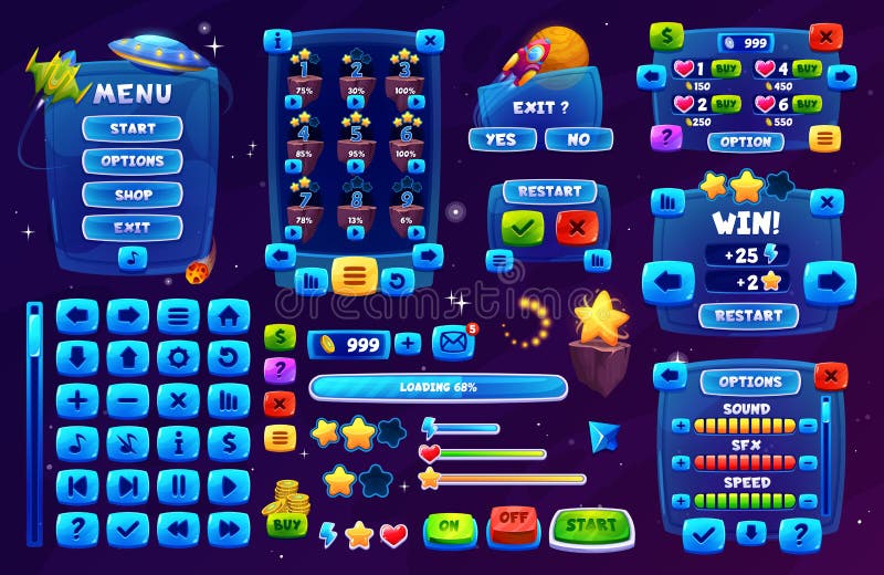 Galaxy Space Game Interface, Ui Game Buttons Set Stock Vector ... Galaxy Space Game Interface, Ui Game Buttons Set Stock Vector ...