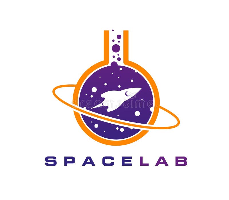 Galaxy Space Icon with Rocket Ship Inside Beaker Stock Vector ...