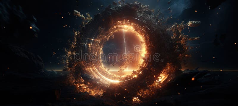 Galaxy Space Light Hole Fire Explosion Background Stock Illustration ...