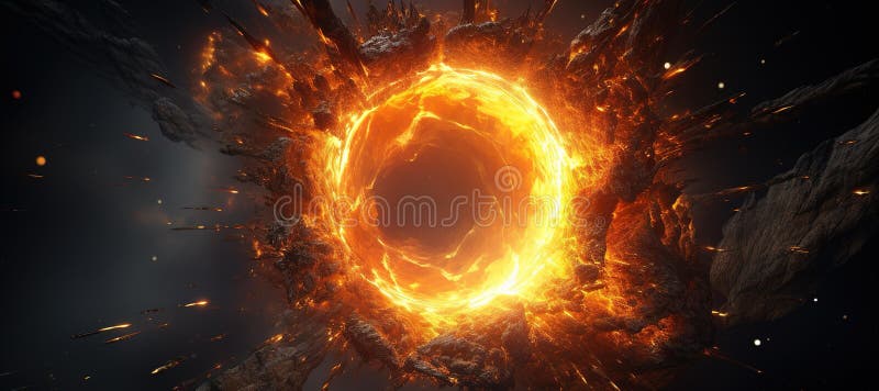 Galaxy Space Light Hole Fire Explosion Background Stock Illustration ...