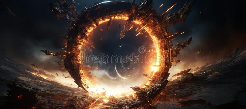 Galaxy Space Light Hole Fire Explosion Background Stock Illustration ...