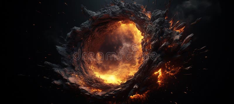 Galaxy Space Light Hole Fire Explosion Background Stock Illustration ...