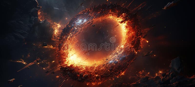 Galaxy Space Light Hole Fire Explosion Background Stock Illustration ...