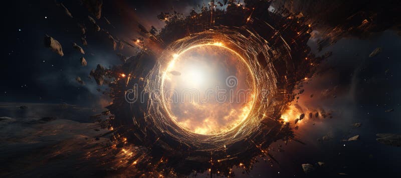 Galaxy Space Light Hole Fire Explosion Background Stock Illustration ...