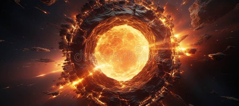 Galaxy Space Light Hole Fire Explosion Background Stock Illustration ...