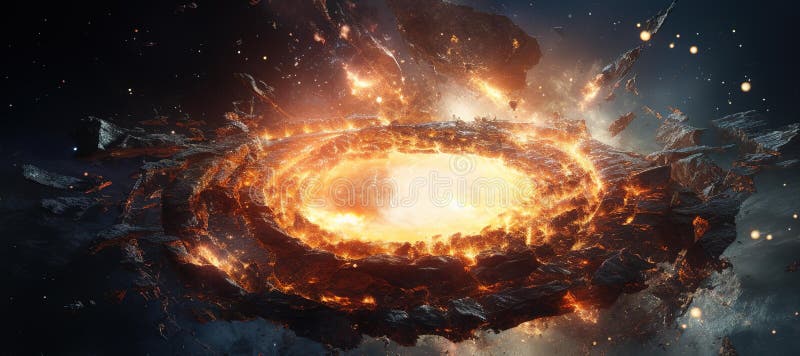 Galaxy Space Light Hole Fire Explosion Background Stock Illustration ...