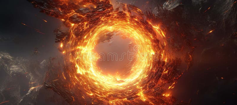 Galaxy Space Light Hole Fire Explosion Background Stock Illustration ...