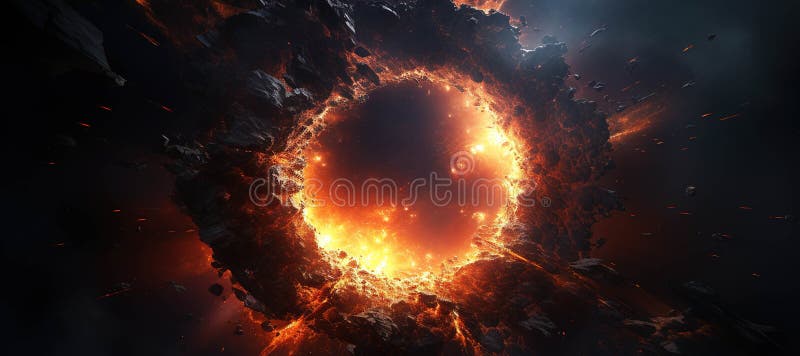 Galaxy Space Light Hole Fire Explosion Background Stock Illustration ...