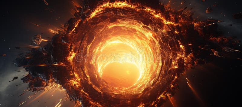 Galaxy Space Light Hole Fire Explosion Background Stock Illustration ...
