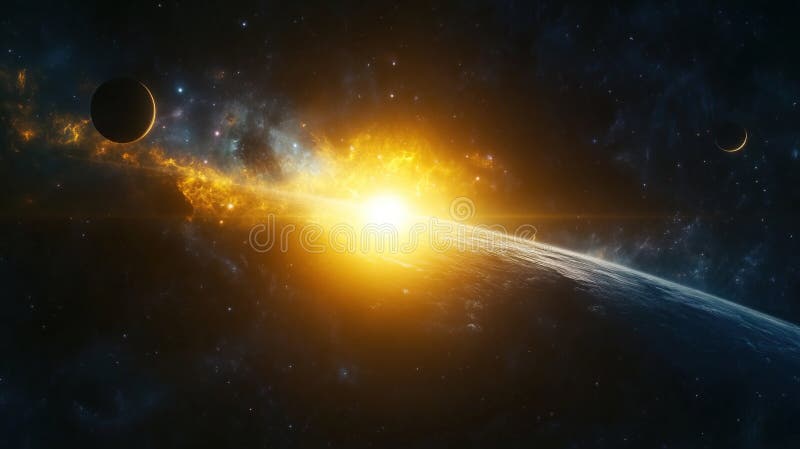Galaxy Space Scene with Planets, Stars and Galaxies Stock Illustration ...