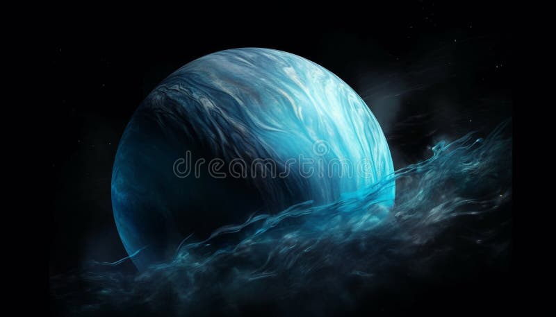 Galaxy Sphere Orbiting Deep Blue Underwater World Generated by AI Stock ...