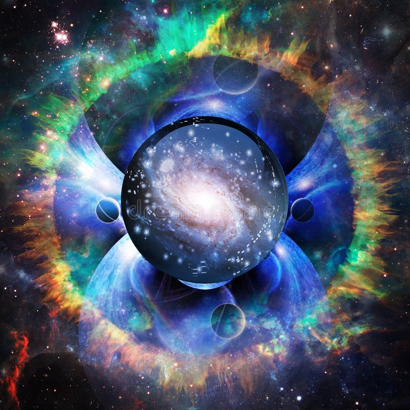Galaxy Sphere in Surreal Space Stock Illustration - Illustration of ...