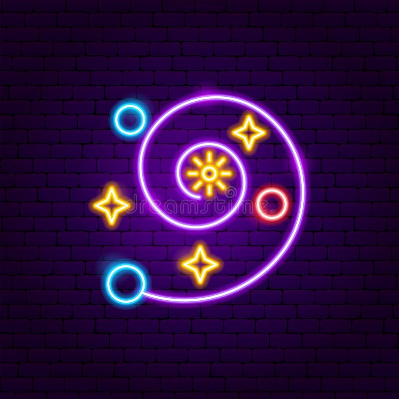 Galaxy Star Neon Label stock vector. Illustration of orbit - 150346941