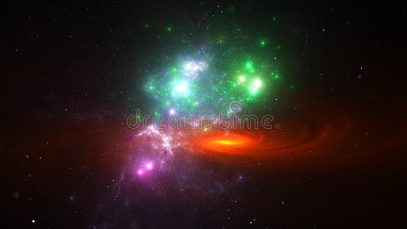 Galaxy Stars Planets Star Clusters, Colored Gas Clouds in Abstract ...