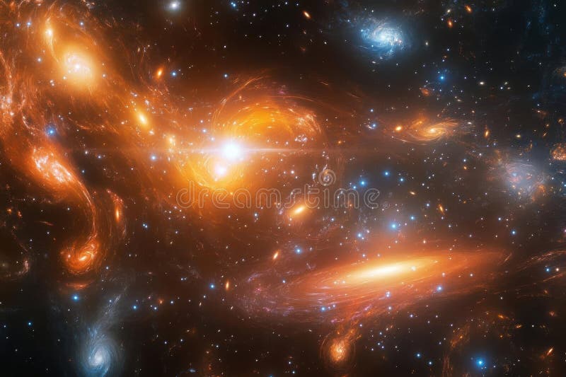 Galaxy Swirls and Sparkles with Cosmic Dust and Nebulae Clouds. Space ...