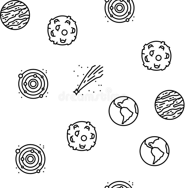 Galaxy System Space Vector Seamless Pattern Stock Illustration ...