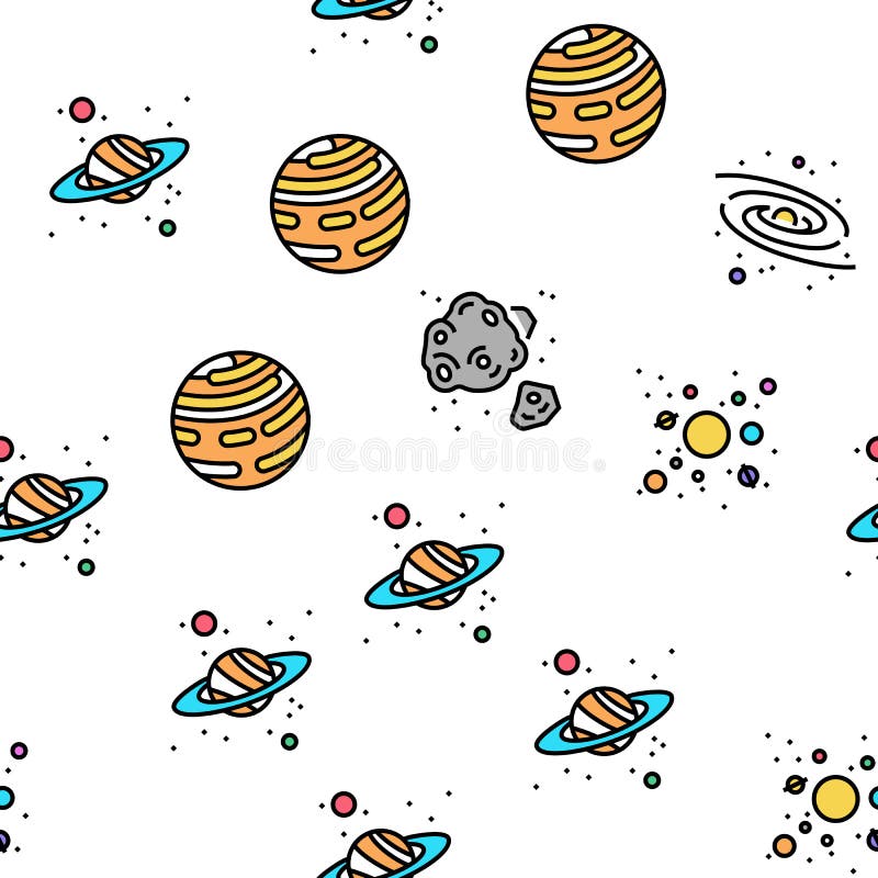Galaxy System Space Vector Seamless Pattern Stock Vector - Illustration ...