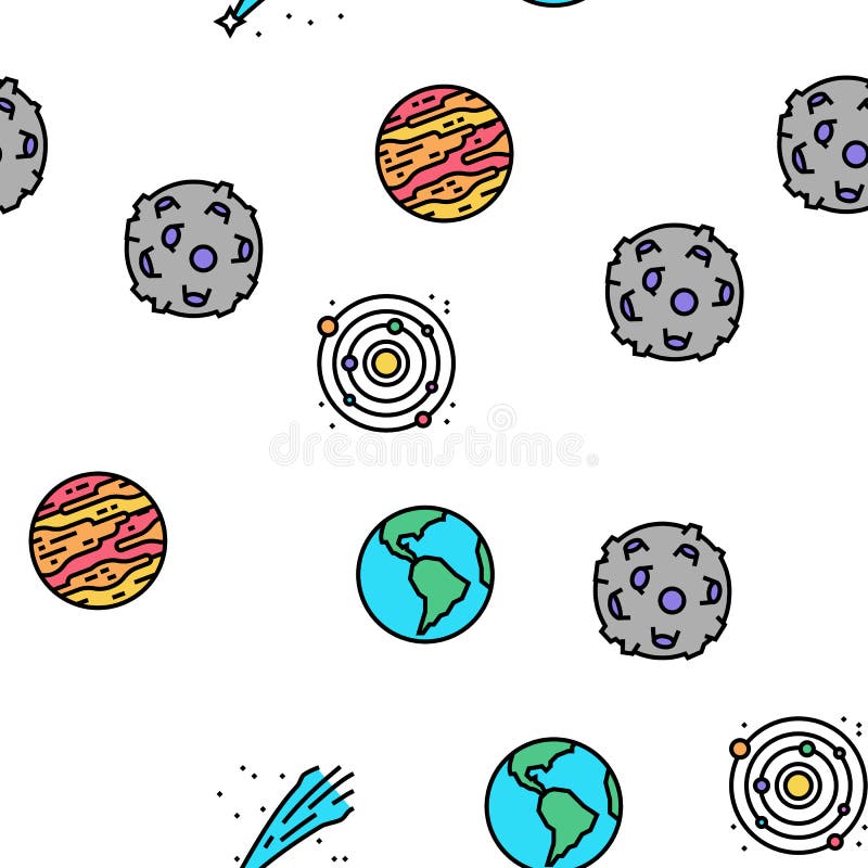Galaxy System Space Vector Seamless Pattern Stock Vector - Illustration ...