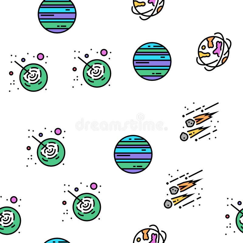 Galaxy System Space Vector Seamless Pattern Stock Vector - Illustration ...