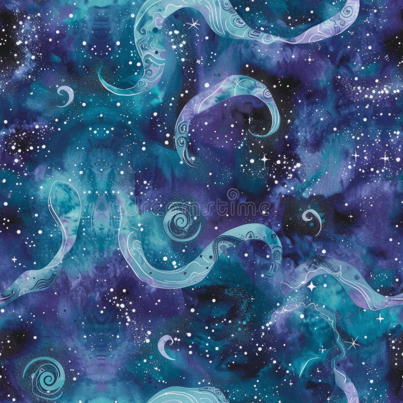 A Galaxy-themed Artistic Abstract Background. Seamless Pattern Stock ...