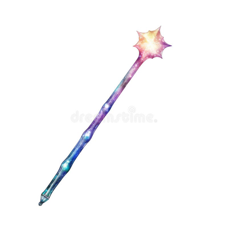 A Galaxy-Themed Magical Wand with a Star-Shaped Tip Stock Illustration ...