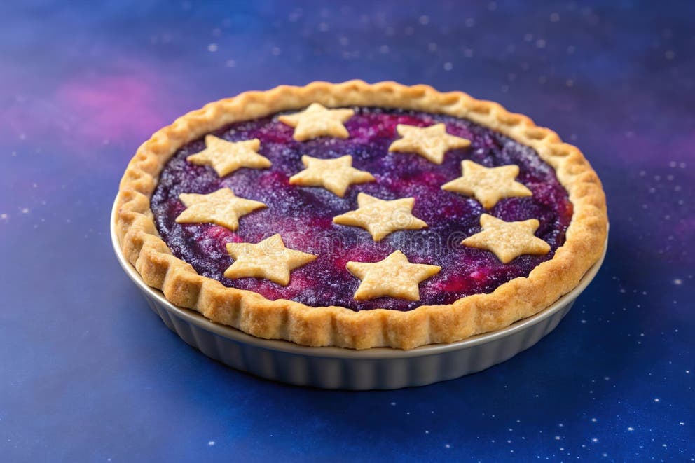A Galaxy-Themed Pie with Starry Crust Stock Illustration - Illustration ...