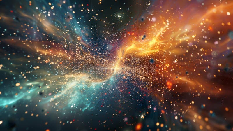 A Galaxy of Tiny Particles Colliding and Disappearing Representing the ...