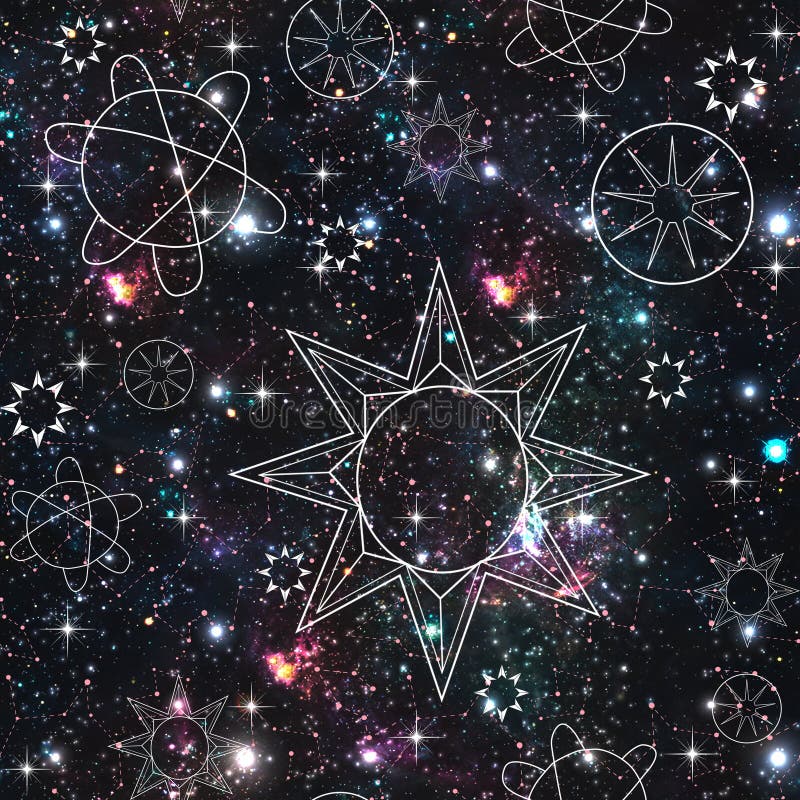 Galaxy Astrology Planet and Luna Print Stock Illustration ...