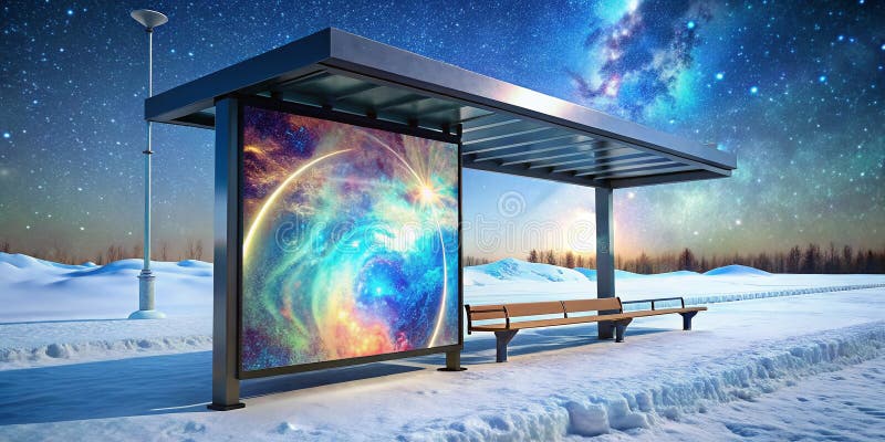 A GalaxyInspired Bus Stop Transforms a Snowy Cityscape into a Cosmic ...