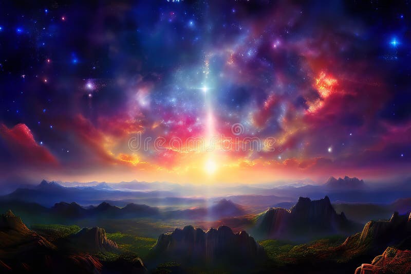 Galaxys Hope Shining Stars a Beacon of Optimism Stock Illustration ...