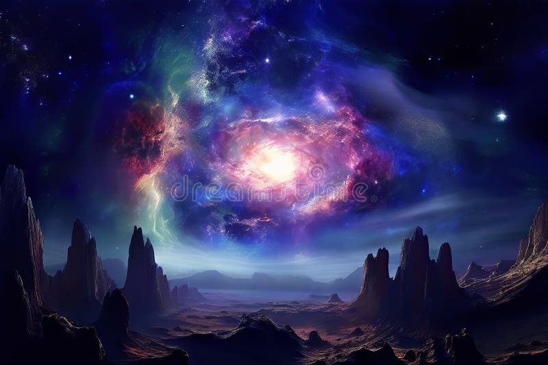 Galaxys Myth Mystical Stars a Cosmic Enigma Stock Illustration ...