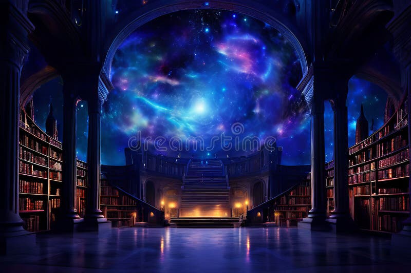 Galaxys Wisdom Ancient Stars a Cosmic Library Stock Illustration ...