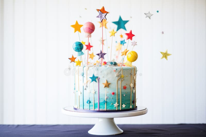 Galaxythemed Cake with Edible Stars and Planets Stock Photo - Image of ...