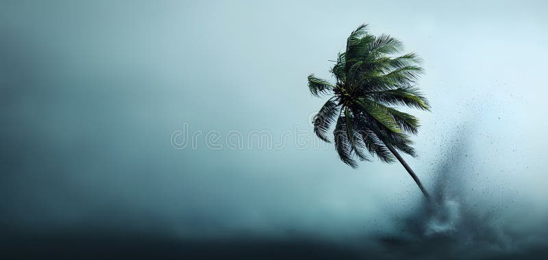 Galeforce Winds Create a Dramatic Scene with Bending Palm Trees Against ...