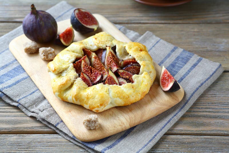 Galette with Figs on a Cutting Board Stock Image - Image of board ...