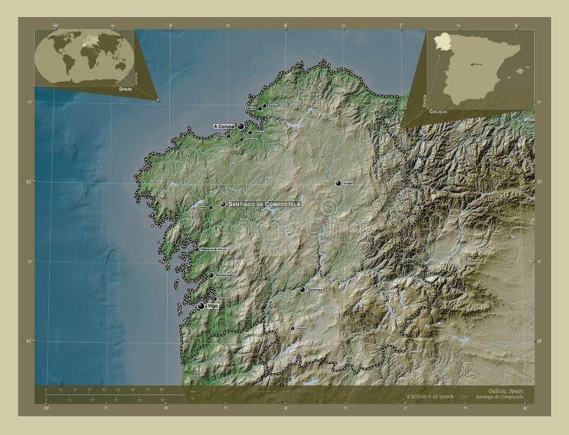 Galicia, Spain. Wiki. Labelled Points of Cities Stock Illustration ...