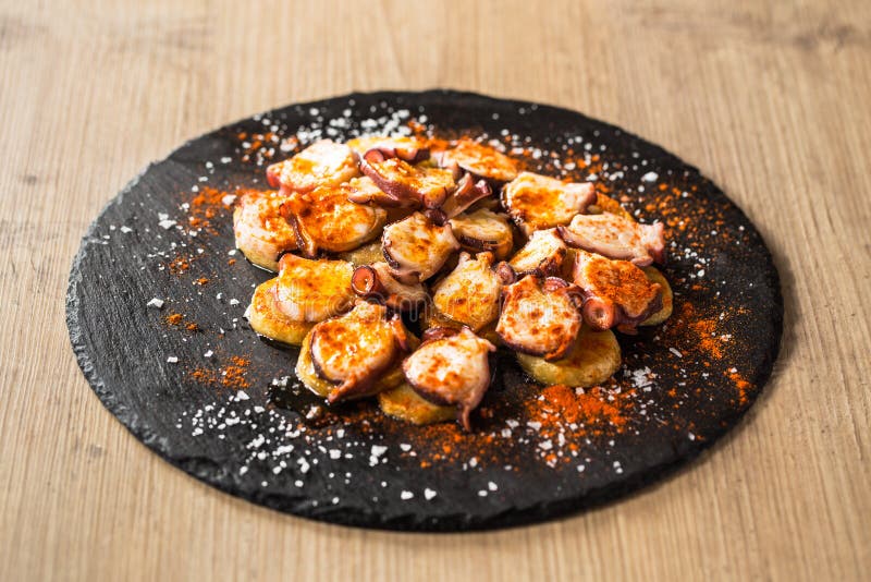 Galician octopus stock image. Image of wood, cooked, food - 58817811