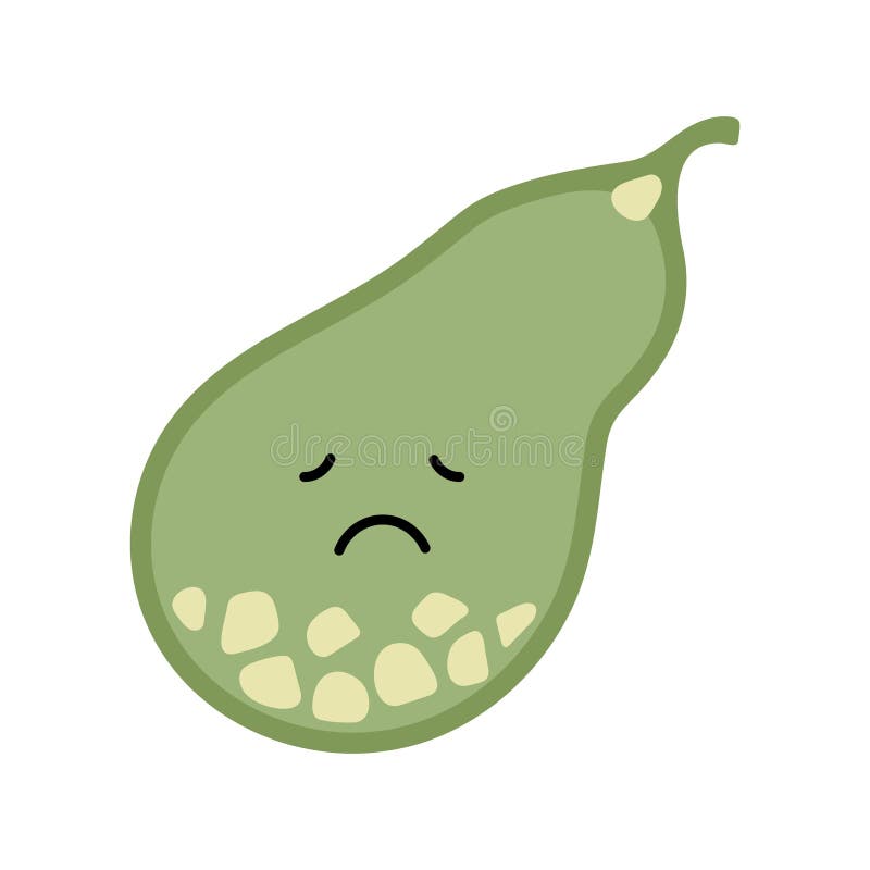 Gallbladder Sick with Stones, Sad Character. Cholecystitis, Gallstone ...