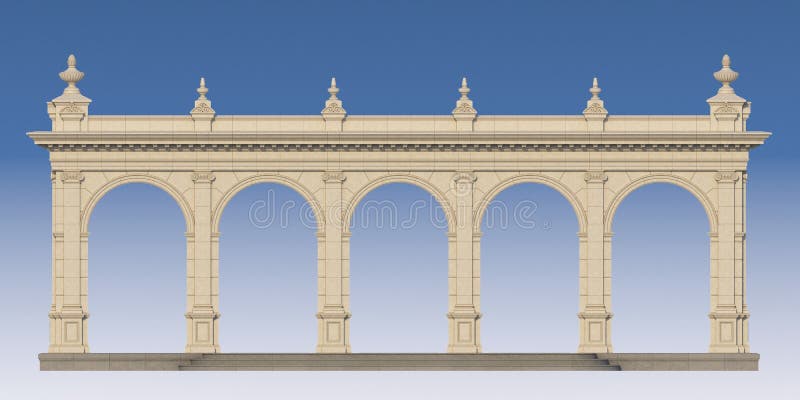 Galleria Con Le Paraste Ioniche Nello Stile Classico 3d Rendono ...