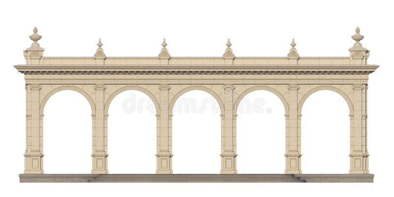 Galleria Con Le Paraste Ioniche Nello Stile Classico 3d Rendono ...