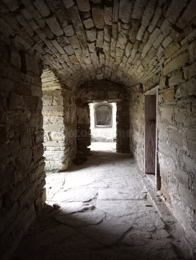 Gallery Corridor in an Old Stone Building Stock Image - Image of ...