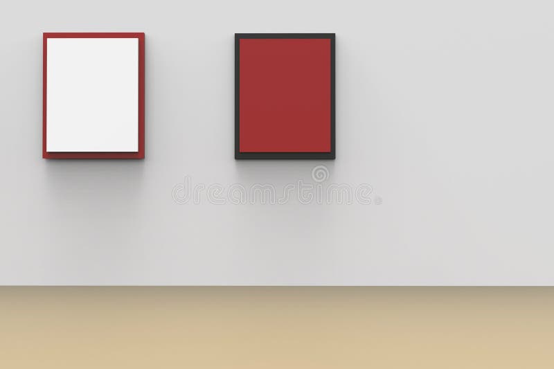 Gallery Exhibition Studio Minimal Display Art Two Frame on Background ...