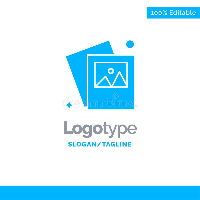 Gallery, Image, Photo Blue Solid Logo Template. Place for Tagline Stock ...