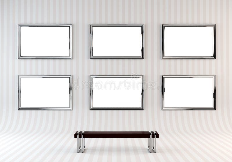 Gallery Interior with Empty Frame on Wall. Stock Illustration ...