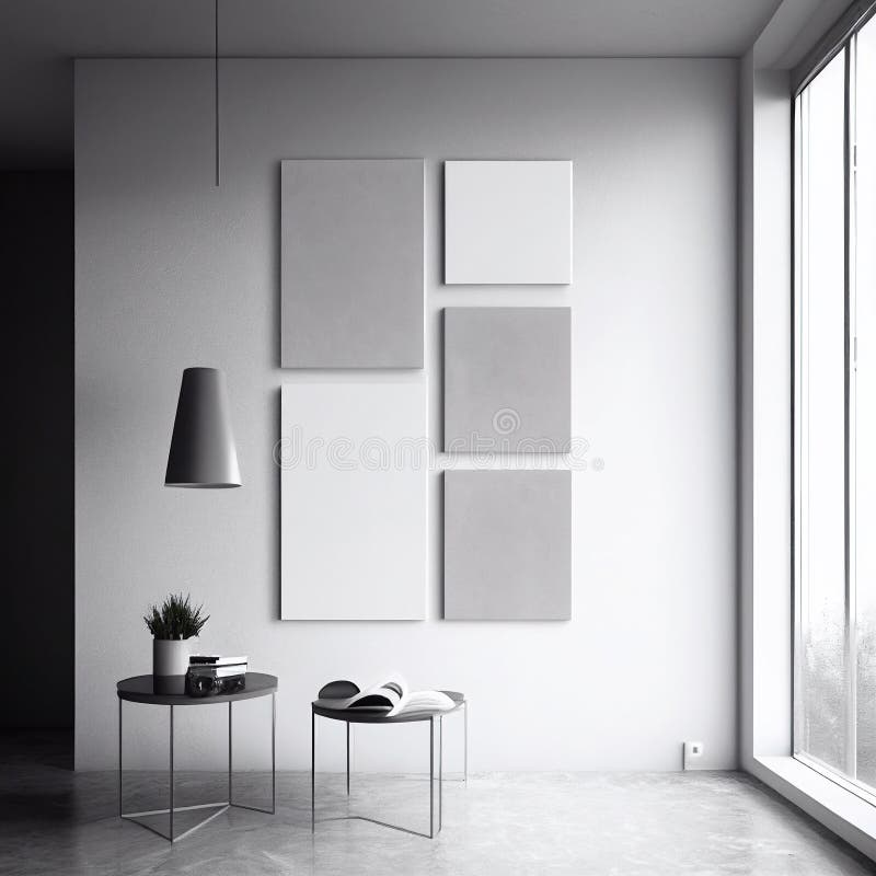 Gallery Interior with Empty Frame on Wall. Stock Illustration ...